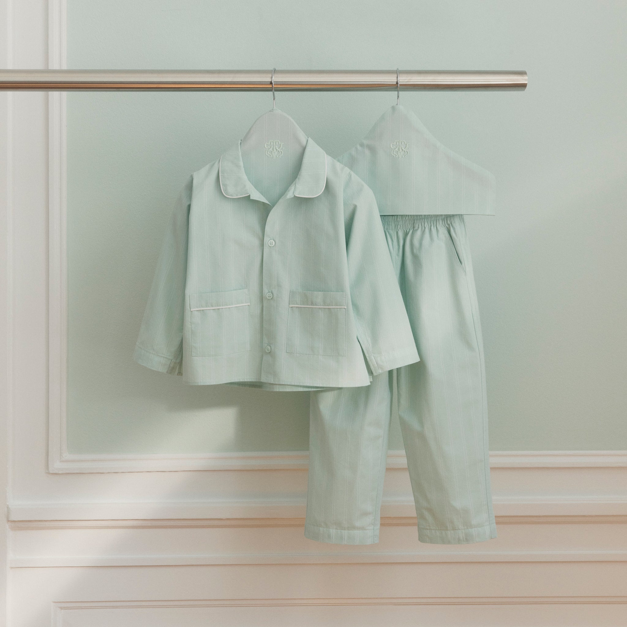 Unisex kids' pyjamas in Supima cotton – Glass Green