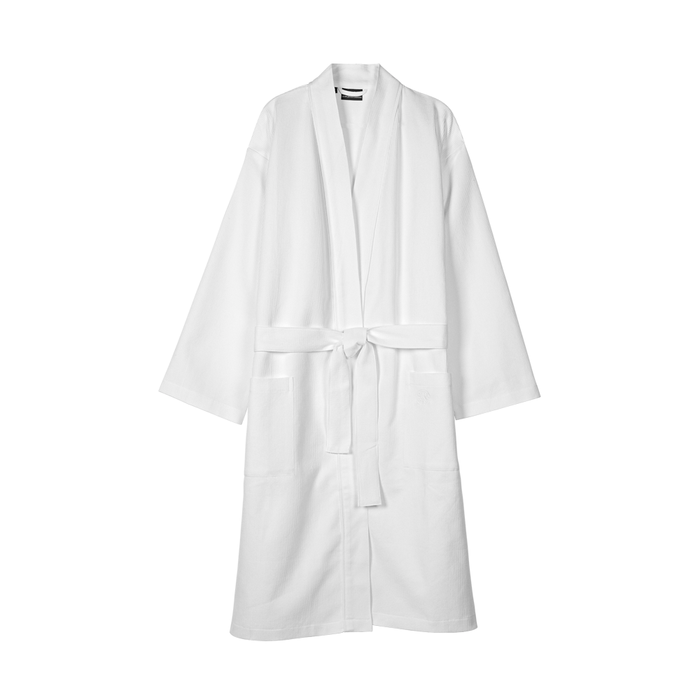 Warm white kimono with a light terry lining. Sheer luxury